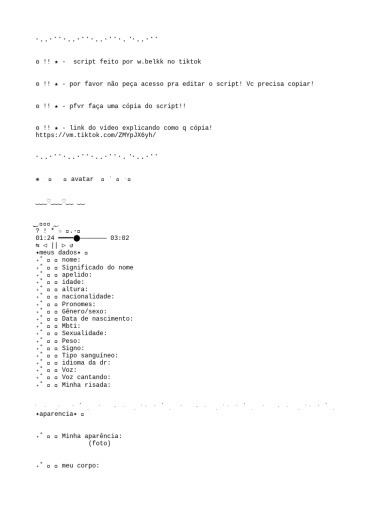 base script de avatar ⊹˚˖⁺ | PDF | Roupas | Ciúmes