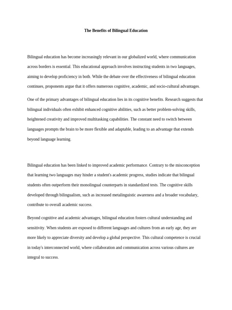 The_Benefits_of_Bilingual_Education | PDF | Multilingualism | Cognition