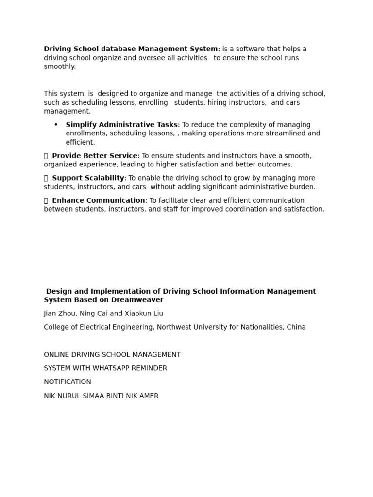 Driving School Management System | PDF