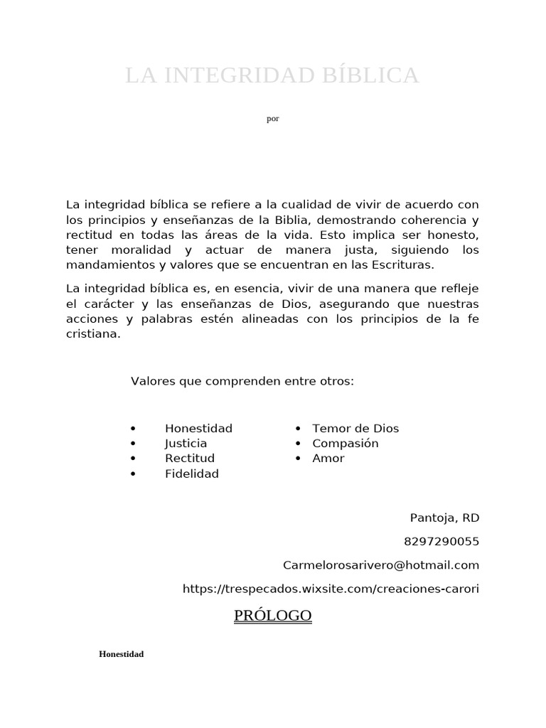 La Integridad Biblica | PDF | Fe | Amor