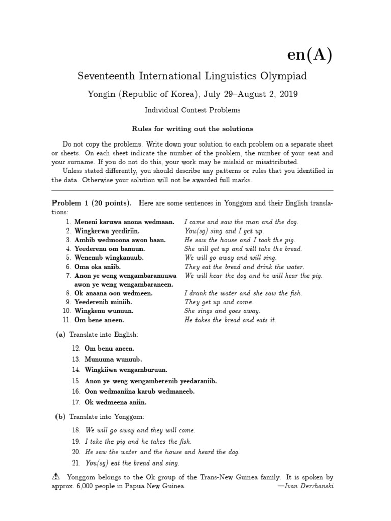 iol-2019-indiv-prob.us | PDF | Persian Language | Linguistics