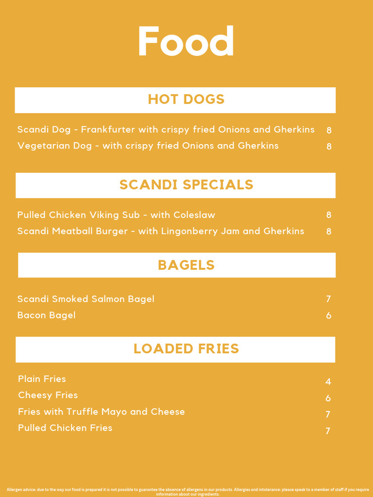 Food Menu Scandi | PDF | Hot Dog | Foods