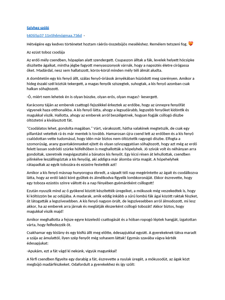 Az Ezüst Toboz Csodája Mese | PDF