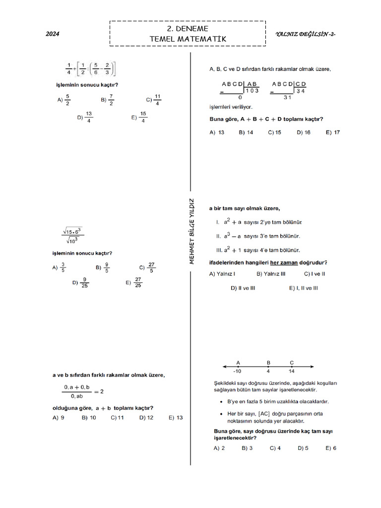 2-Temel Matematik | PDF