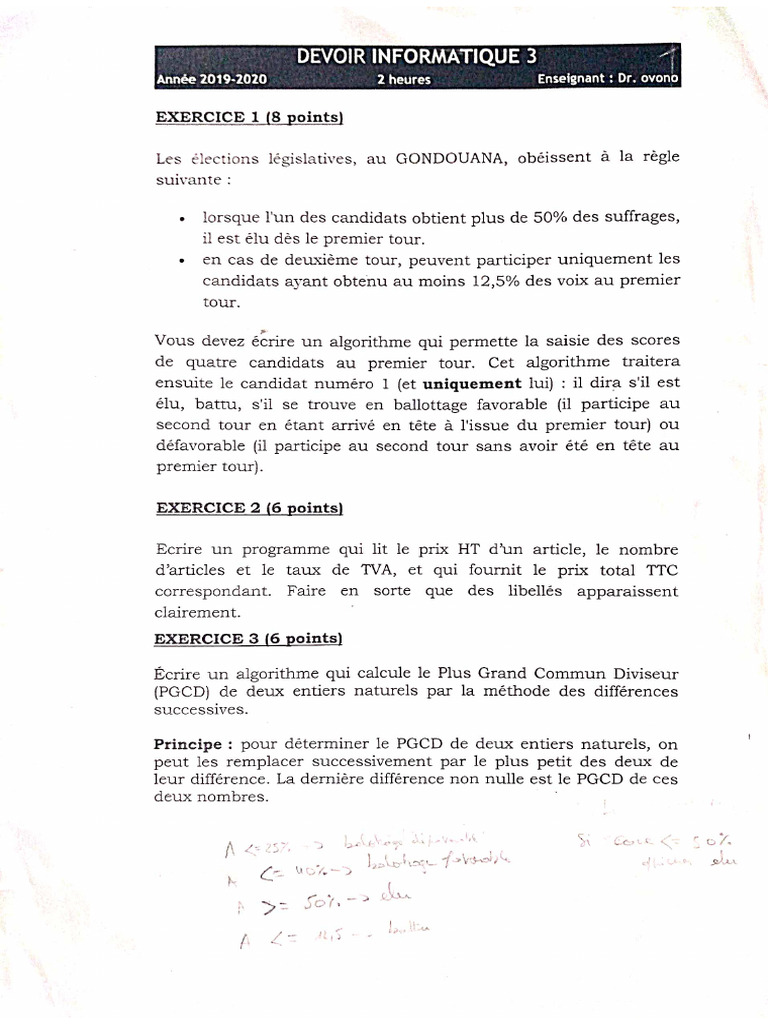 Informatique 3 Td1+Corrigés | PDF