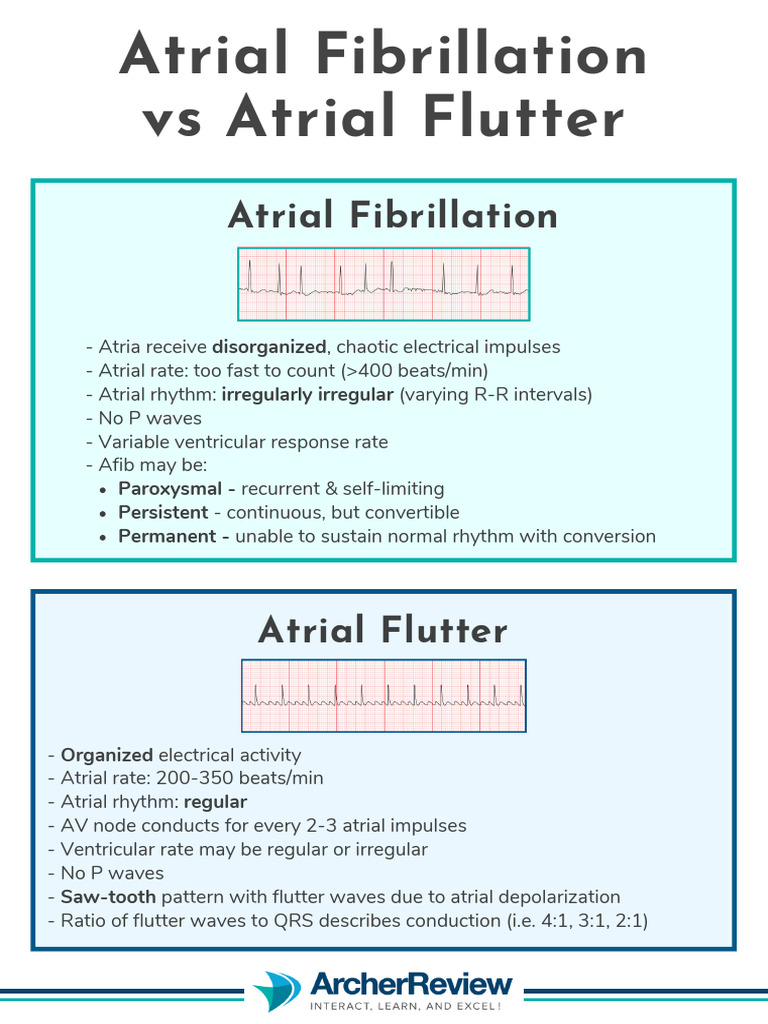 Atrial Fibrillation vs Flutter Guide | PDF
