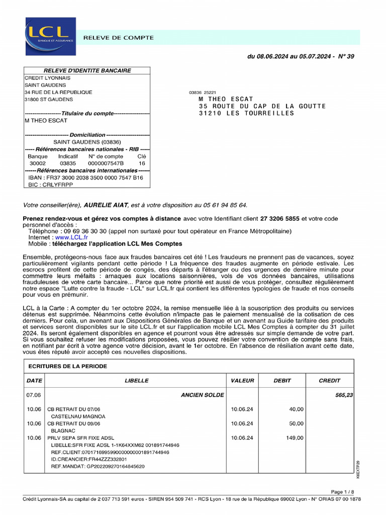 Comptededepots 03835007547 20240705 | PDF