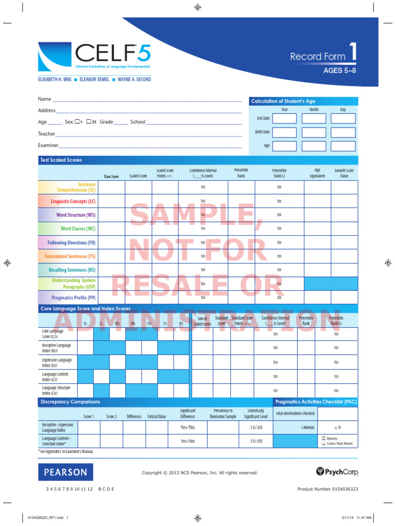 0154036323_CELF5_RF1_FULL | PDF | Phrase | Syntax