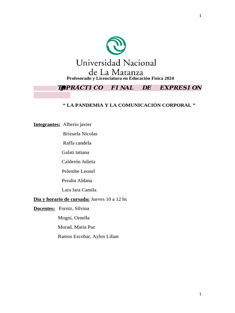 tp final expresion | PDF | Las emociones | Alma