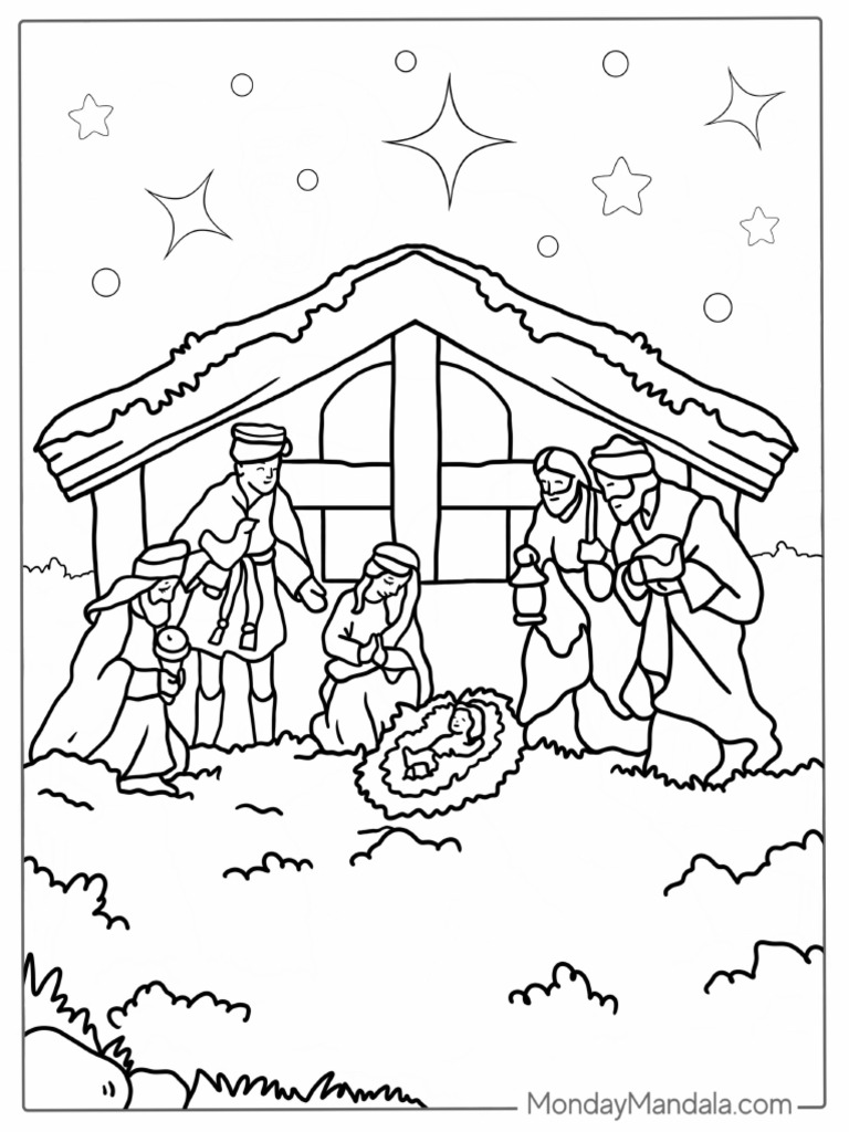 Baby Jesus in A Stable Coloring Page | PDF
