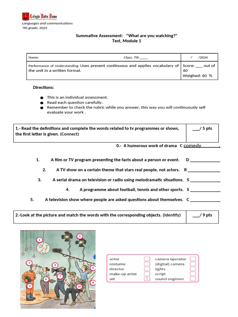 7th Grade Module 1 Test (Final) | PDF | Stereotypes | Human Communication