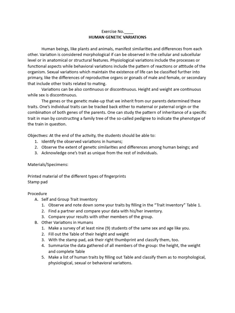 Human Genetic Variations | PDF | Genetics | Phenotypic Trait