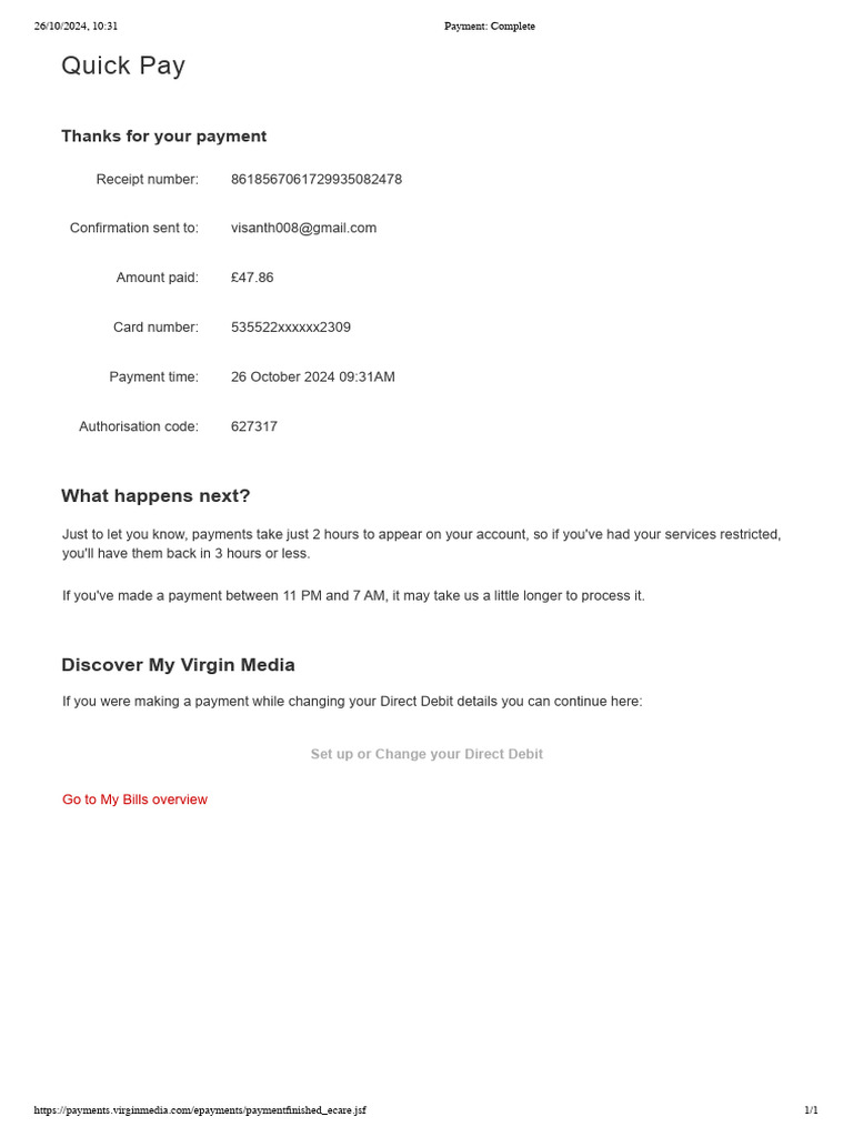 Payment_ Complete Virgin Media | PDF