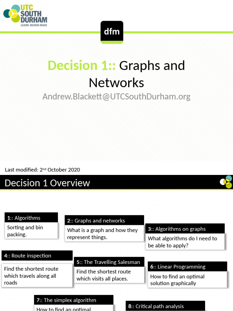 Decision Maths 1 Chapter 2 Graphs and Networks (Including A2 Content ...