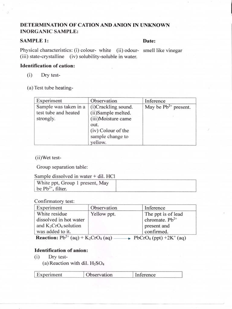 Chemistry Inorganic Practical | PDF | Chlorine | Nitric Acid
