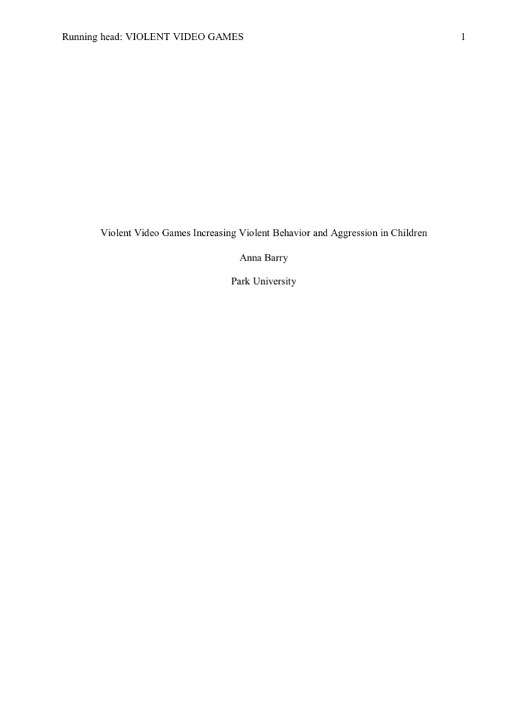 Violent Video Games Increasing Violent Behavior in Children | PDF ...