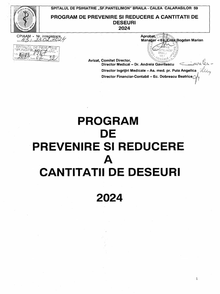 Program de Prevenire Si Reducere A Cantitatii de Deseuri 2024 | PDF