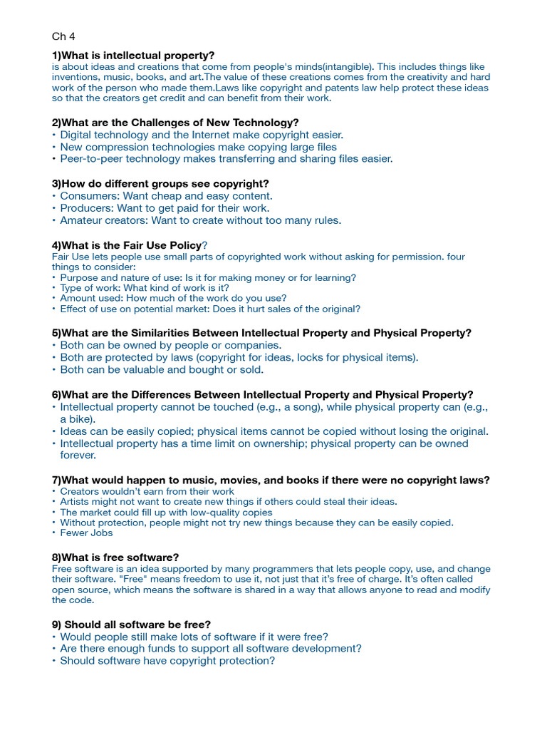 CH4 Ethics | PDF | Intellectual Property | Copyright