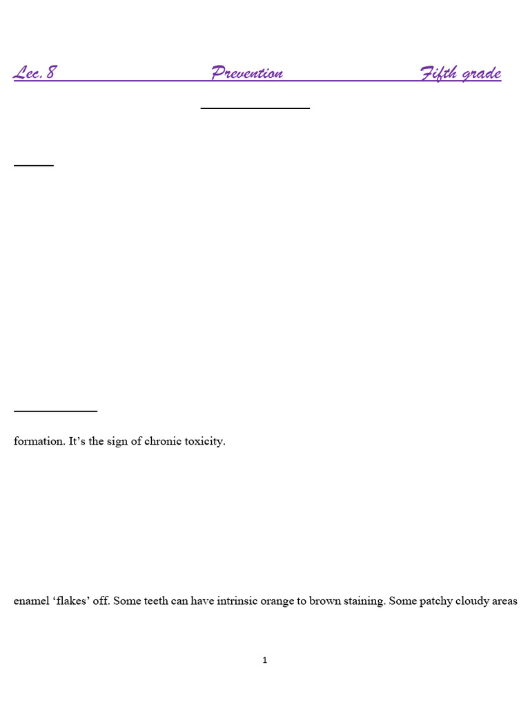 Lec 8 Prevention | PDF | Tooth Enamel | Human Tooth