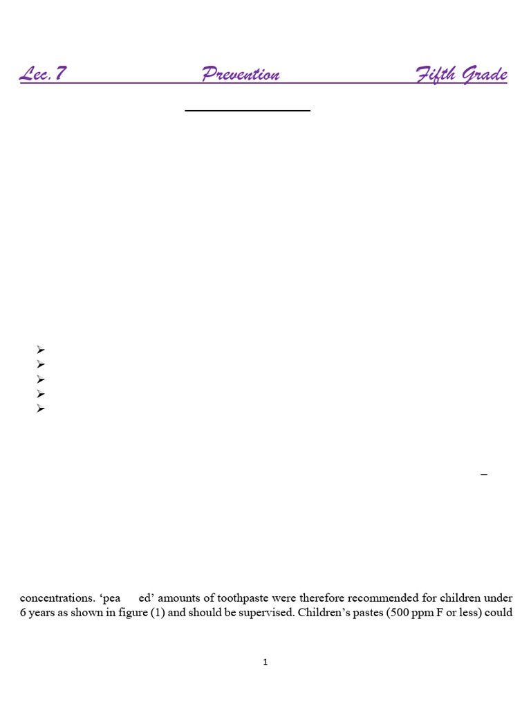 Lec 7 Prevention | PDF | Fluoride | Mouth