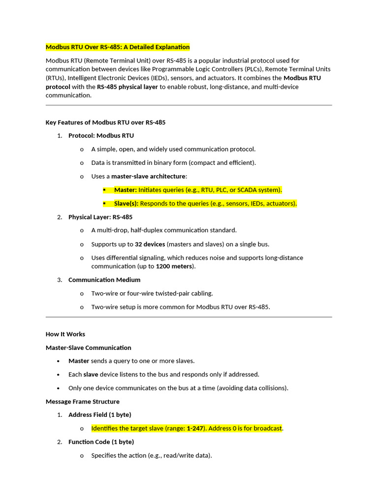 Modbus Rtu Over Rs 485 Pdf Programmable Logic Controller Information And Communications 1976