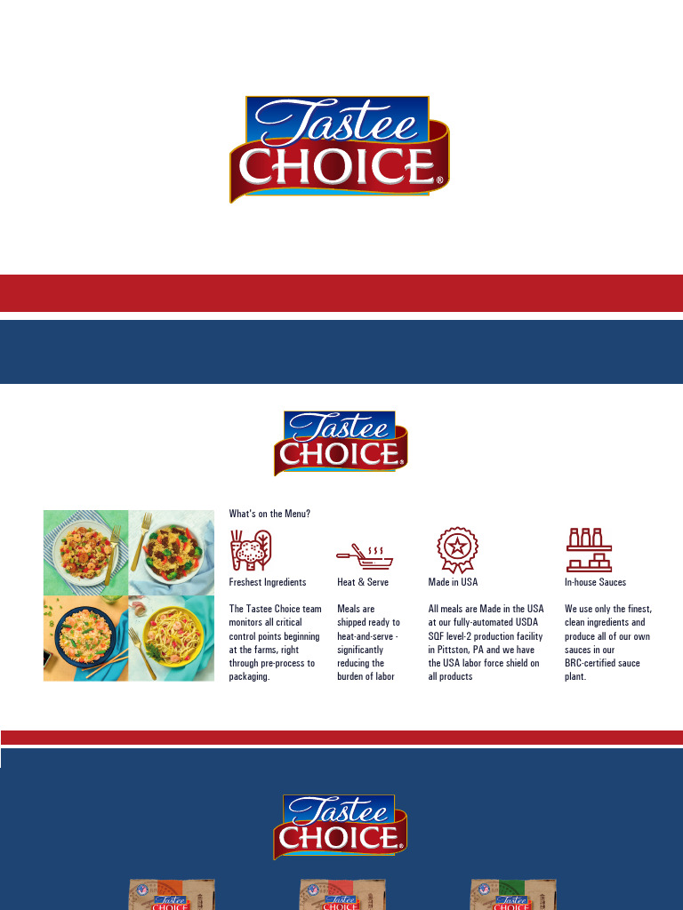 Tastee Choice - Ready Meals Pittston - Specs | PDF | Cooking | Milk