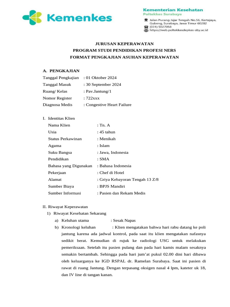 Format Pengkajian Askep KMB 1 | PDF