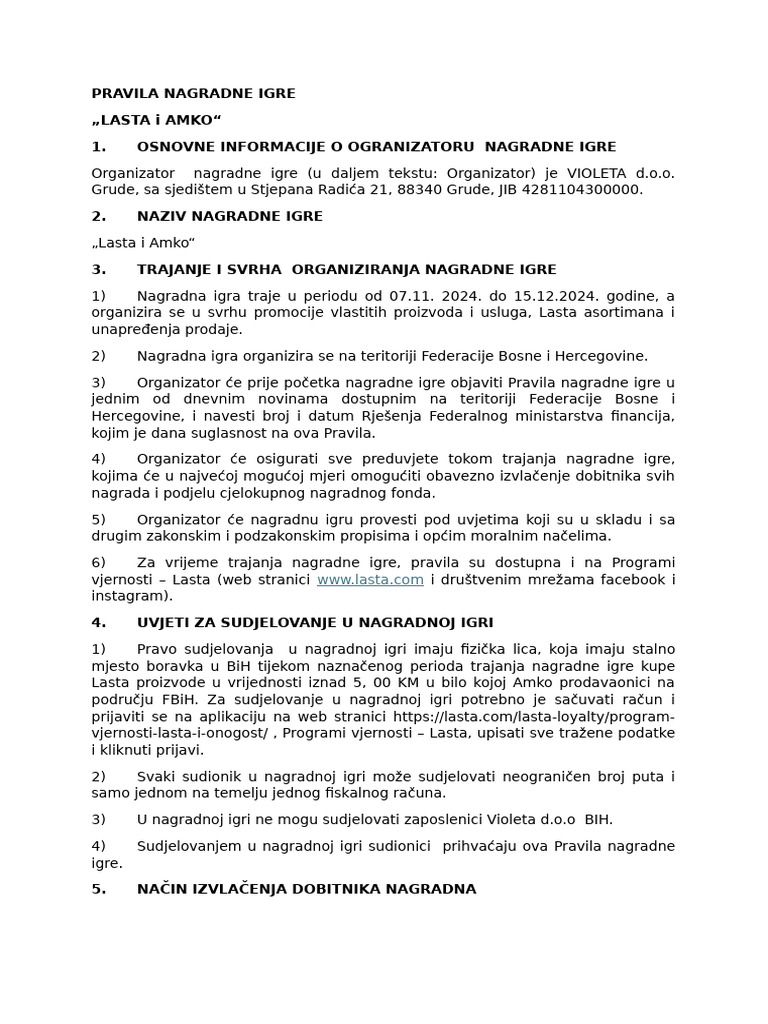 FBIH-PRAVILA-Lasta-i-Amko | PDF