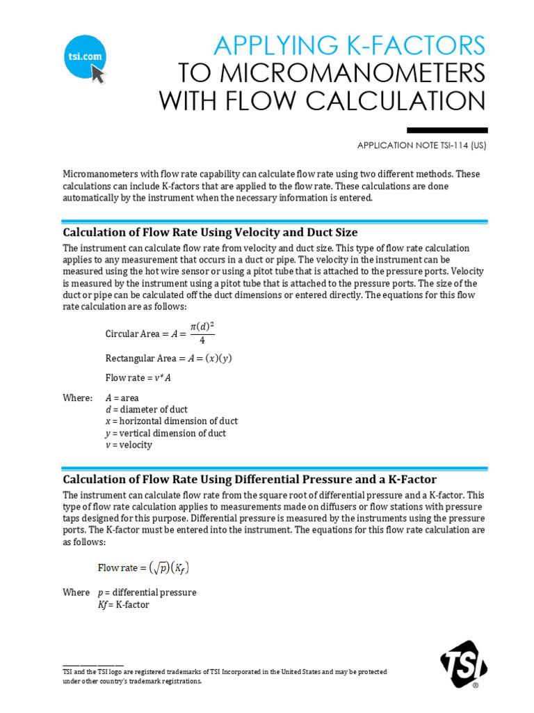 Applying K-Factors To Micromanometers TSI-114 RevC US-web | PDF | Flow ...