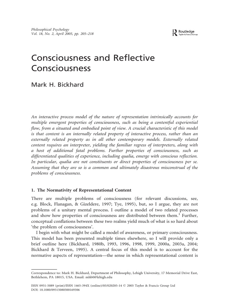 Consciousness and Representation Model | PDF | Consciousness | Color
