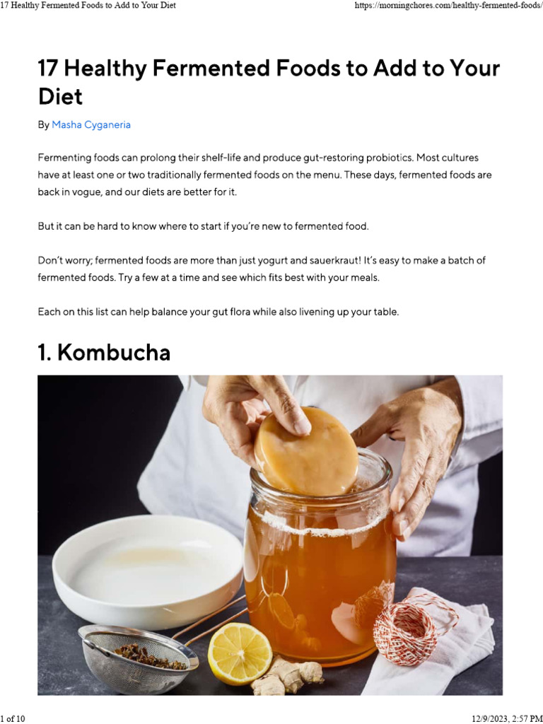 17 Healthy Fermented Foods List | PDF