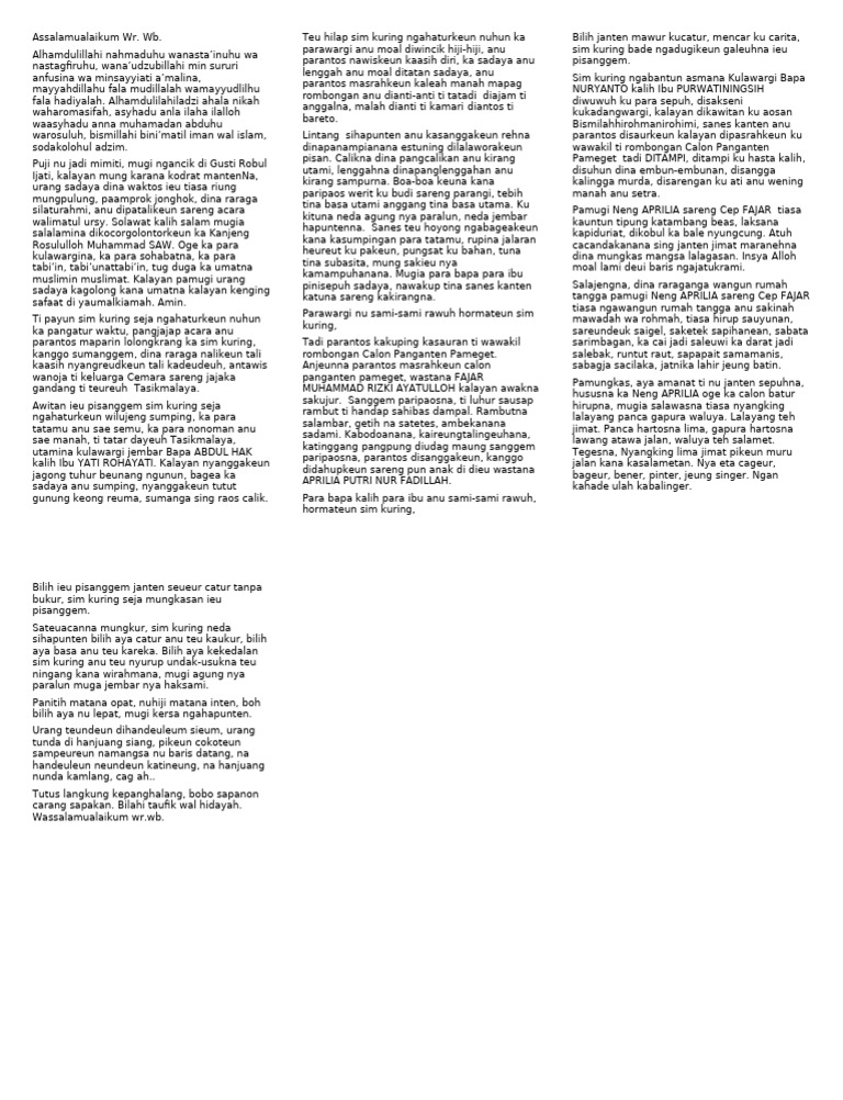 Naskah Penerimaan Pengantin-Ringkas | PDF