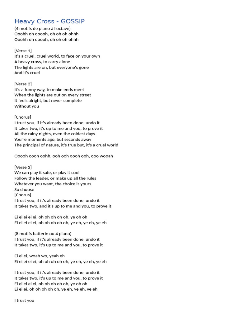 Heavy Cross - GOSSIP | PDF