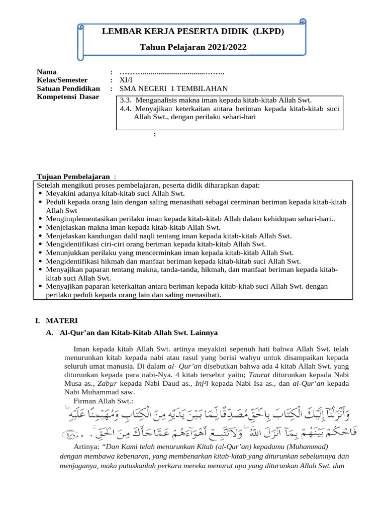LKPD PAI Misranik 2021 | PDF