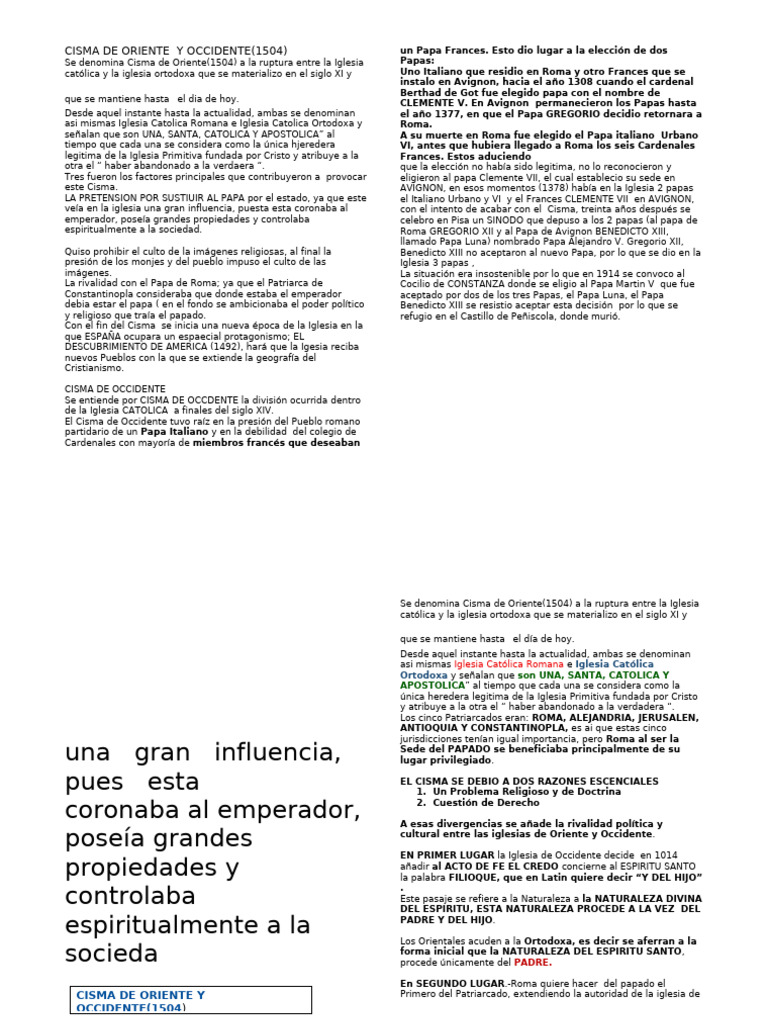 CISMA DE ORIENTE y Occidente | PDF | Iglesia Católica | Papa