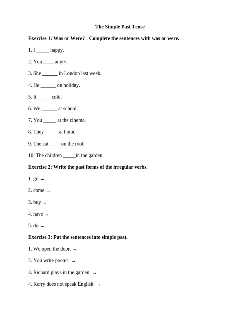 5.2. Ex the simple past tense | PDF | Snow White