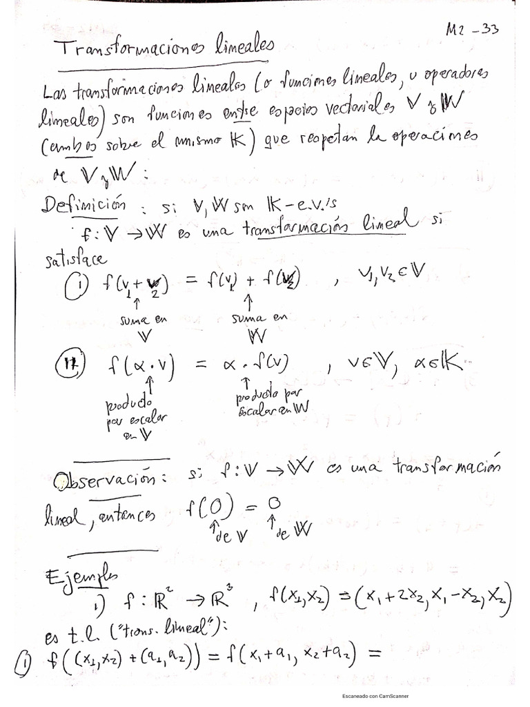 2 Transformaciones Lineales | PDF