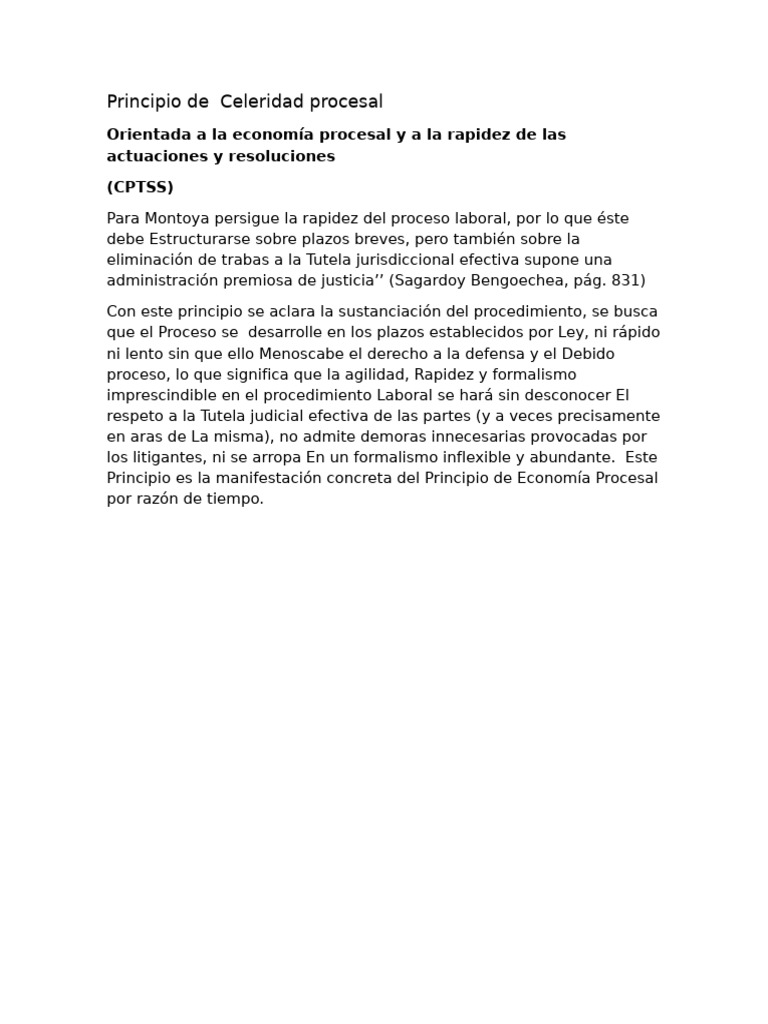 Principio de Celeridad Procesal | PDF
