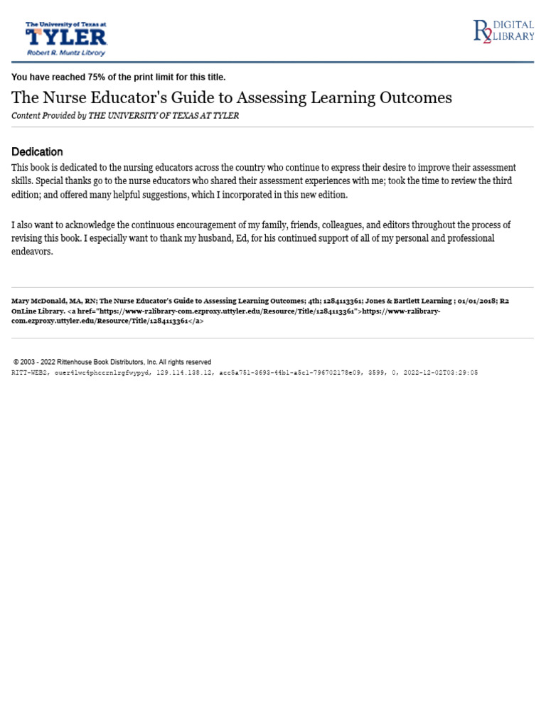 000 - The Nurse Educator's Guide To Assessing Learning Outcomes - R2 Digital Library | PDF