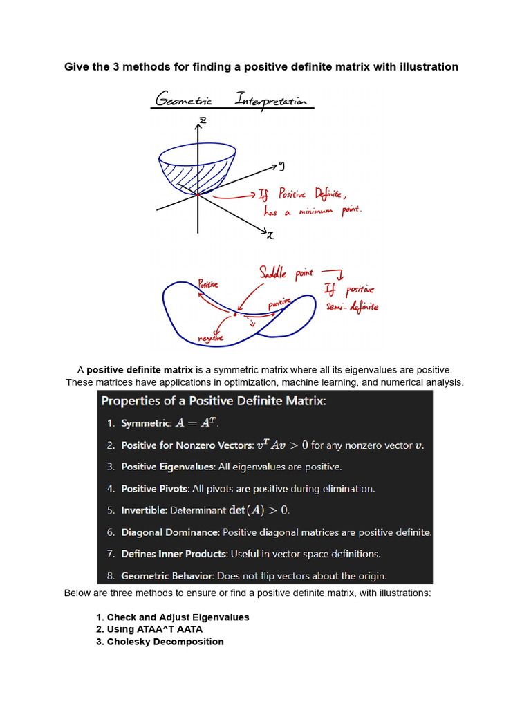 methods for finding positive definite matrix | PDF