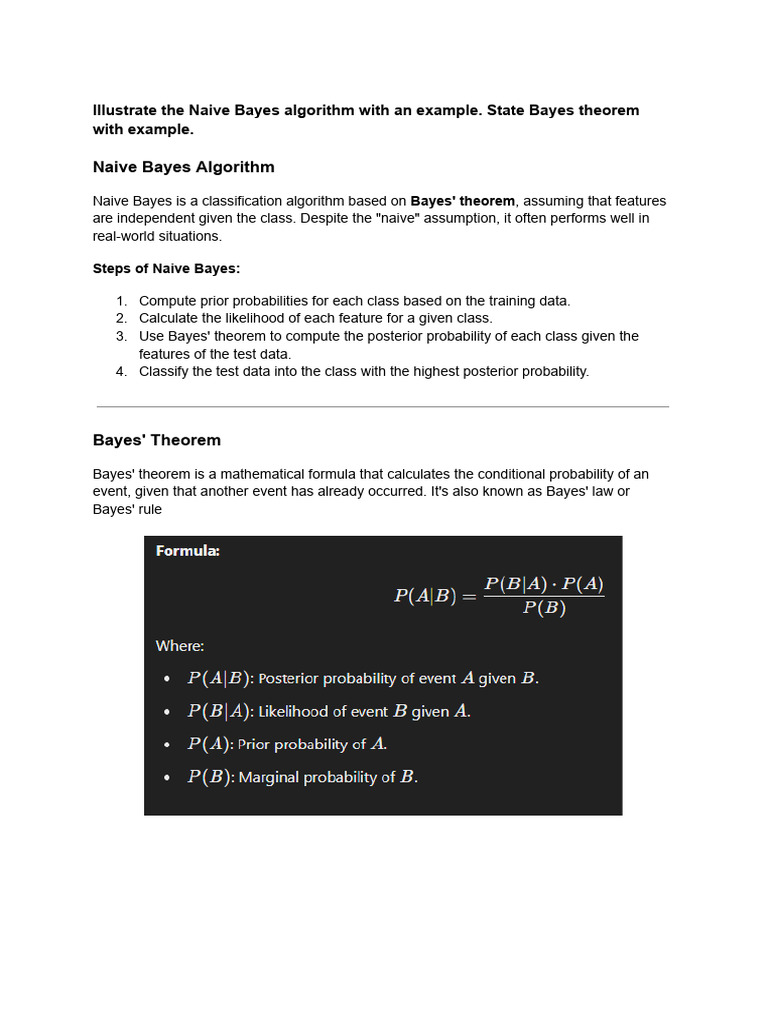 _Bayes theorem & Naive Bayes algorithm | PDF _Bayes theorem & Naive Bayes algorithm | PDF