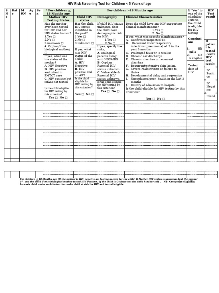 HRST For Children Under 5 Years Age - V.1.4-1 FInal | PDF | Diagnosis ...
