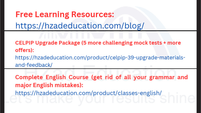 Celpip Upgrade Package Free Resources Pdf