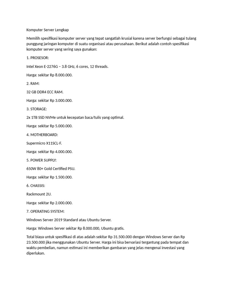 Komputer Server Lengkap | PDF