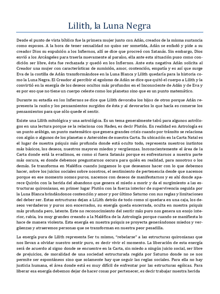 Lilith, la Luna Negra | PDF | Luna | Adán