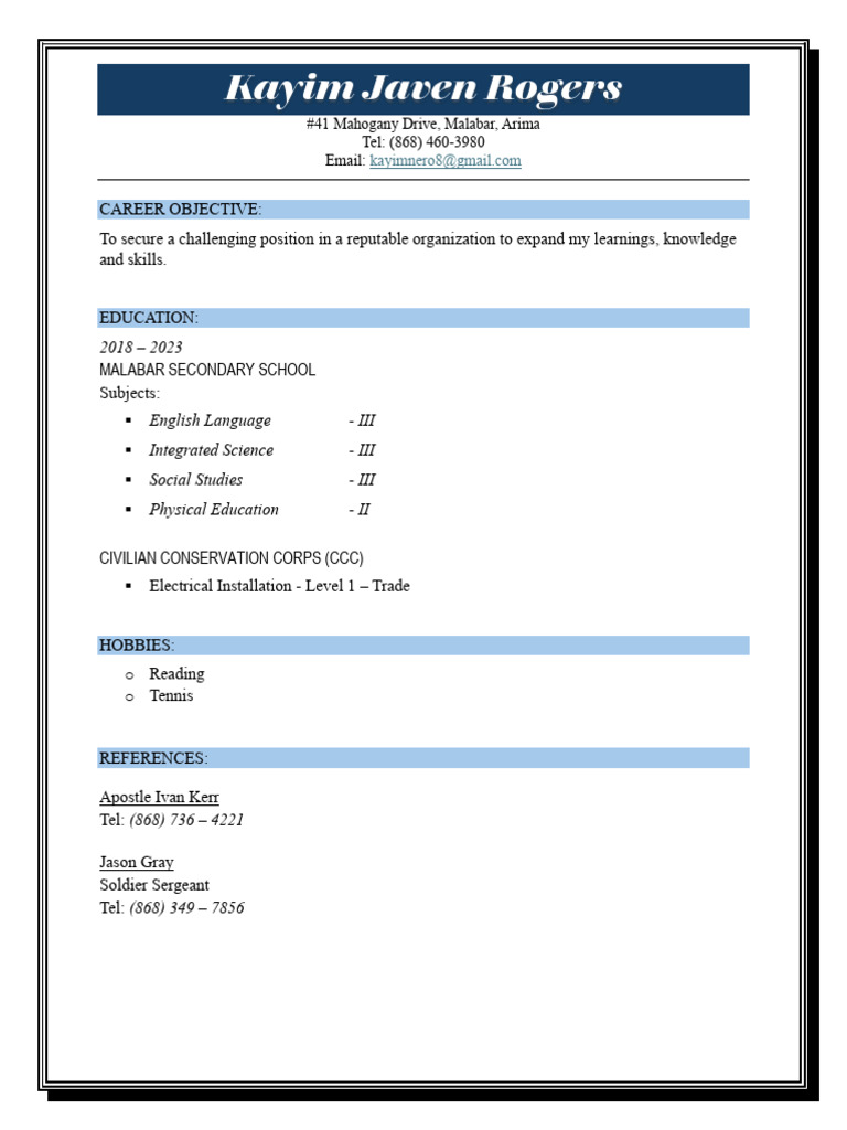 Kayim Javen Rogers Resume | PDF