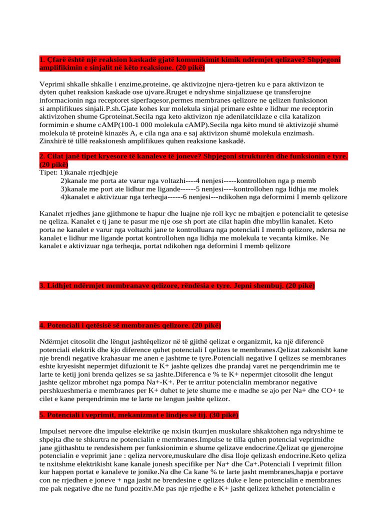 Fiziologji Pytje Provimi | PDF