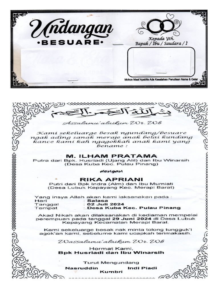 Undangan Mang Jang Alil | PDF