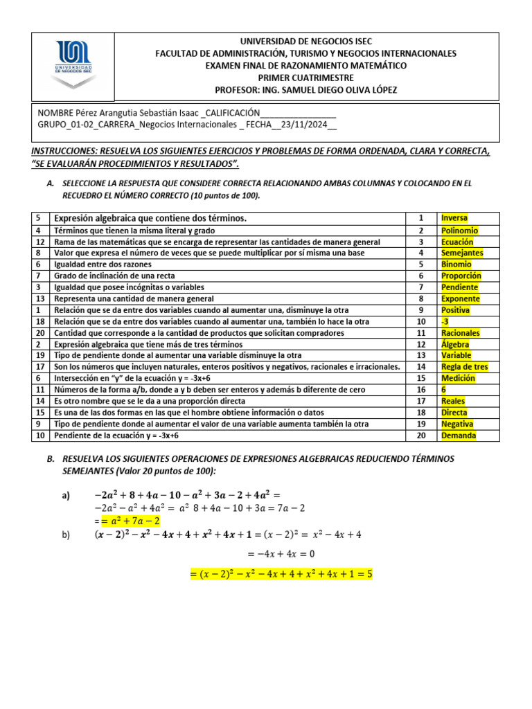 Examen Razonamiento Matematico Perez Arangutia Sebastian Isaac | PDF ...