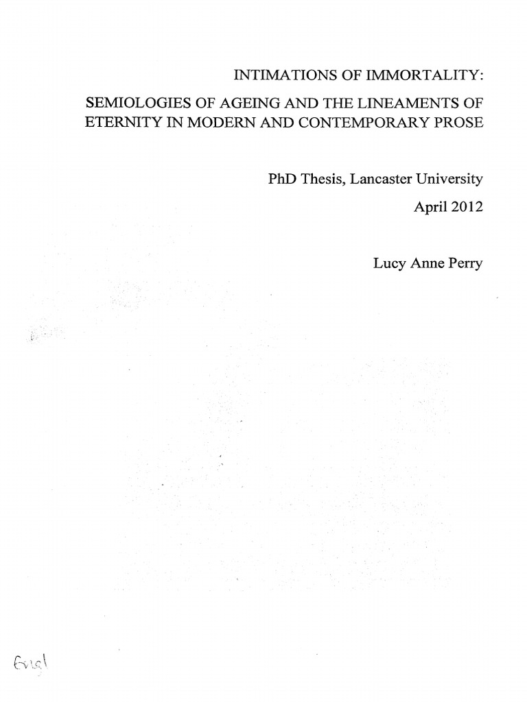 3intimations of Immortality - Semiologies of Ageing and The Lineaments ...